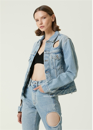 Off-White Kadın Mavi Kesim Detaylı Jean Ceket 42 IT Off-White Kadın Mavi Kesim Detaylı Jean Ceket 42 IT