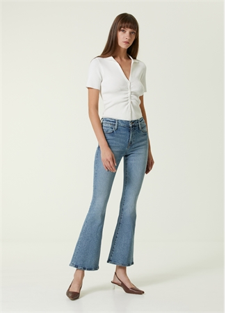 Frame Denim Kadın Le High Flare Mavi Jean Pantolon 30 US