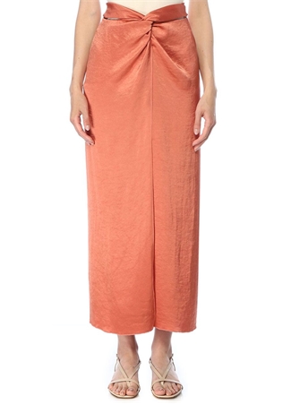 Nanushka Kadın Samara Pembe Düğüm Detaylı Midi Etek S EU