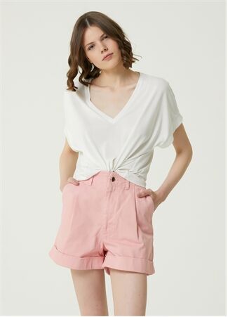 Network Kadın Basic Fit Beyaz V Yaka T-shirt S EU