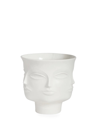 Jonathan Adler Dora Yüz Desenli Porselen Obje Beyaz