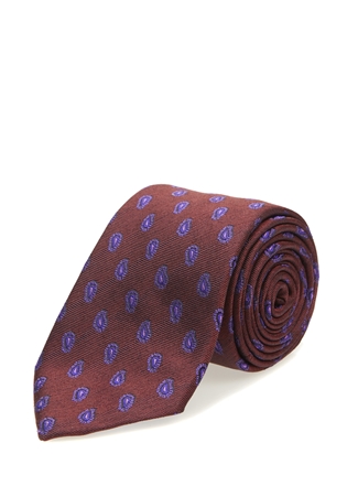 Tino Cosma Erkek Bordo Mikro Desenli İpek Kravat EU Tino Cosma Erkek Bordo Mikro Desenli İpek Kravat EU