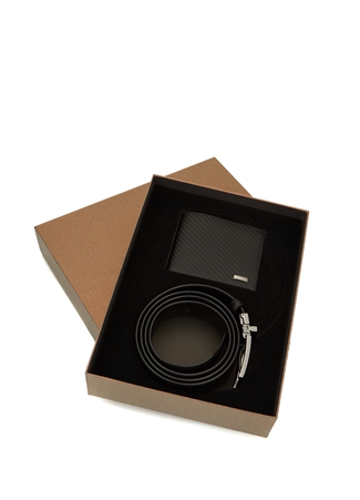 Beymen Hediye Erkek Siyah 2li Deri Set EU