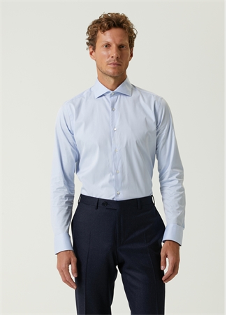 Canali Erkek Mavi Modern Yaka Gömlek 39 IT Canali Erkek Mavi Modern Yaka Gömlek 39 IT