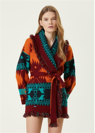 Alanui Kadın Turuncu Jakarlı Beli Kuşaklı İpek Hırka XS EU