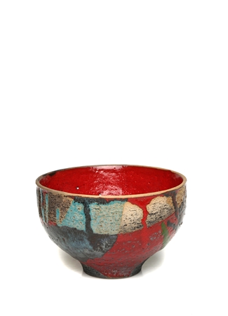 Atilla Çakır Kırmızı Karışık Desenli Kase Çok Renkli