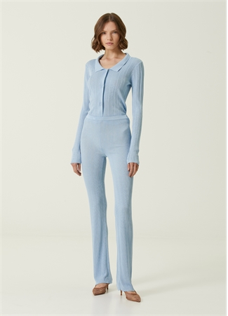 Aya Muse Kadın Mavi Ribli Boru Paça Pantolon S EU Aya Muse Kadın Mavi Ribli Boru Paça Pantolon S EU