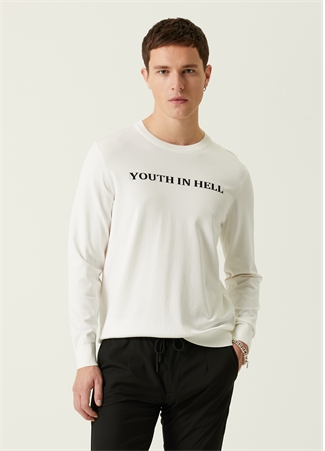 Academia Erkek Youth In Hell Beyaz Slogan Jakarlı Kazak XS EU