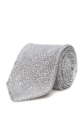 Pal Zileri Erkek Gri Mikro Desenli Keten Kravat EU