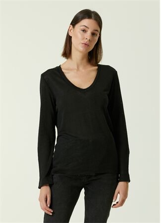 Lol Kadın Siyah Keten T-shirt SM EU