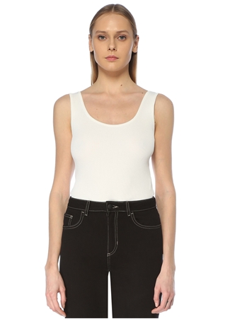 Blender Originated Kadın Beyaz U Yaka Kolsuz Triko Body S