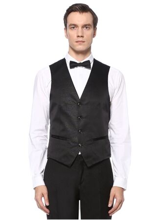 Palzileri Lab Erkek Siyah Parlak Dokulu İpek Yelek 48 IT