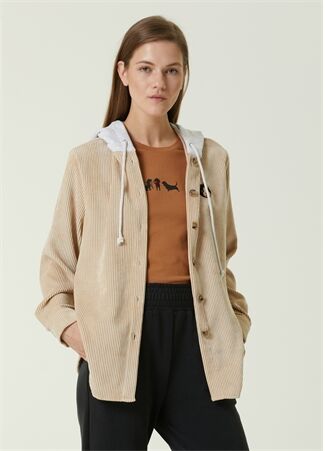 Beymen Club Kadın Bej Jersey Kapüşonlu Kadife Gömlek S Beymen Club Kadın Bej Jersey Kapüşonlu Kadife Gömlek S