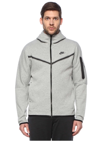 Nike Erkek Tech Fleece Gri Kapüşonlu Sweatshirt Siyah XL EU