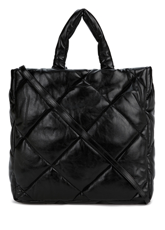 Stand Kadın Siyah Kapitone Dokulu Puff Çanta EU