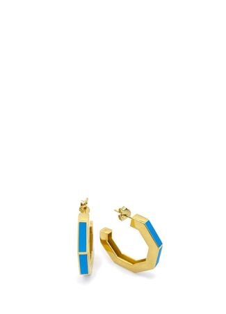 Juliette Kadın Lynda Turkuaz Sekizgen Altın Rengi Kaplama Küpe Mavi EU