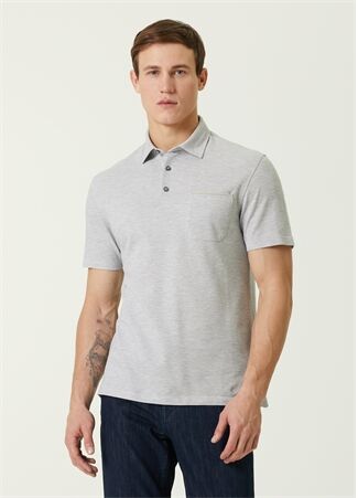 Zegna Erkek Gri Polo Yaka Cepli T-shirt 54 IT
