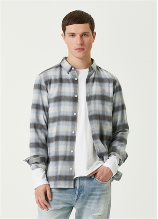 Allsaints Erkek Ekru Mavi Ekoseli Gömlek XS EU Allsaints Erkek Ekru Mavi Ekoseli Gömlek XS EU