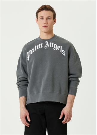 Palm Angels Erkek Gri Logo Baskılı Sweatshirt L Eu Palm Angels Erkek Gri Logo Baskılı Sweatshirt L Eu