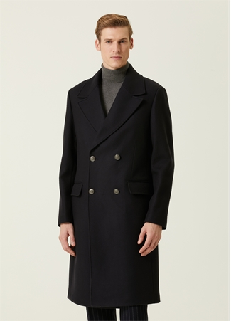 Beymen Collection Erkek Lacivert Kruvaze Palto 46 IT