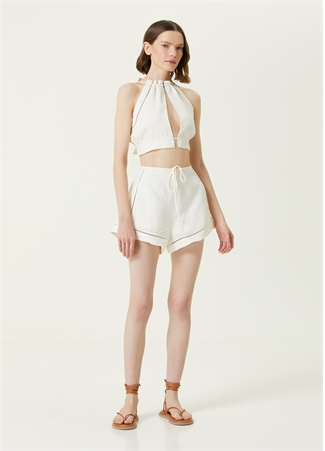 Cult Gaia Kadın Ekru Şerit Detaylı Şort Bej Xs Eu