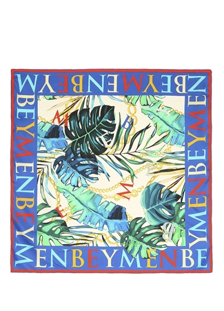 Beymen Kadın Lacivert Yaprak Desenli 90x90 cm İpek Eşarp EU Beymen Kadın Lacivert Yaprak Desenli 90x90 cm İpek Eşarp EU