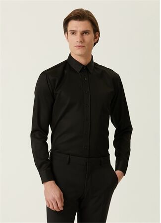 Network Erkek Slim Fit Siyah Gömlek 38 EU