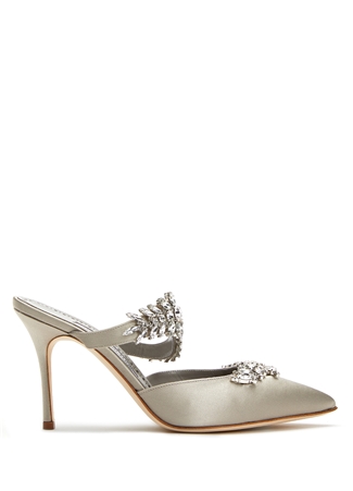 Manolo Blahnik Kadın Lurum Gri Saten Gece Ayakkabısı 36 EU