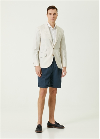 Brunello Cucinelli Erkek Mavi Beli Kordonlu Pilili Keten Bermuda 48 IT Brunello Cucinelli Erkek Mavi Beli Kordonlu Pilili Keten Bermuda 48 IT