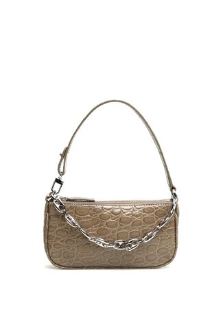 By Far Kadın Vizon Krokodil Dokulu Deri Omuz Çantası Bej EU