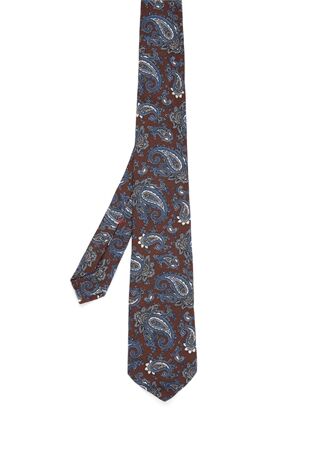 Isaia Erkek Kahverengi Şal Desenli Kravat EU Isaia Erkek Kahverengi Şal Desenli Kravat EU