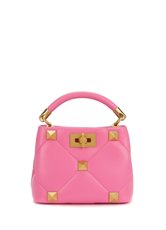 Valentino Garavani Kadın Small Roman Stud Pembe Deri Çanta EU Valentino Garavani Kadın Small Roman Stud Pembe Deri Çanta EU