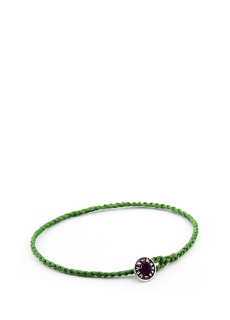 Kayra Khan Erkek Yeşil İnce Örgü Dokulu Gümüş Rengi Bileklik EU