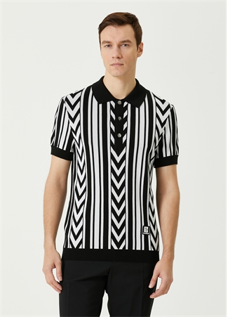 Balmain Erkek Siyah Beyaz Desenli Polo Yaka T-shirt L EU Balmain Erkek Siyah Beyaz Desenli Polo Yaka T-shirt L EU