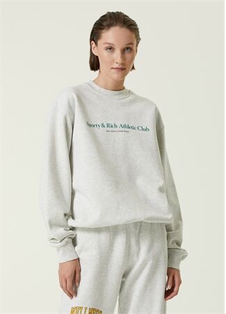 Sporty & Rich Kadın Gri Logo Baskılı Sweatshirt S EU