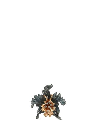 Aida Bergsen Kadın Orchid Pırlanta Gümüş Rengi ve Altın Yüzük EU