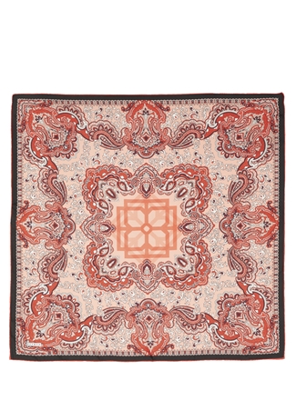 Beymen Kadın Pembe Geometrik Logolu 90x90 Twill İpek Eşar Kırmızı EU