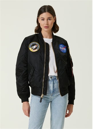 Alpha Industries Kadın Siyah Turuncu Çift Taraflı Dik Yaka Mont S EU