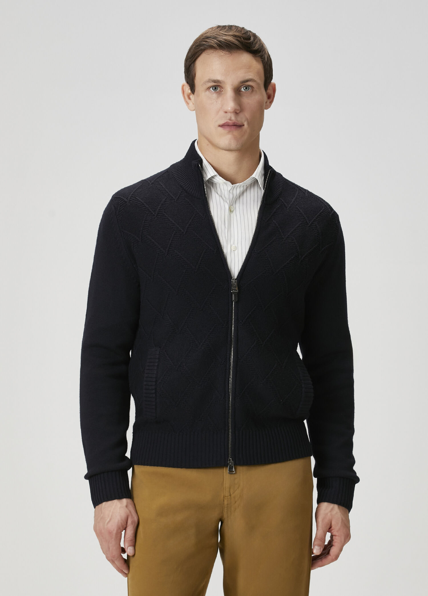 Navy blue Canali Navy blue Men Navy Blue Wool Cardigan 1795324 | Beymen