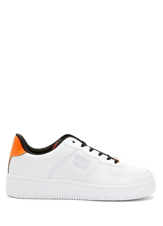 Tommy Hilfiger Erkek Beyaz Logolu Delik Dokulu Deri Sneaker 42 EU Tommy Hilfiger Erkek Beyaz Logolu Delik Dokulu Deri Sneaker 42 EU