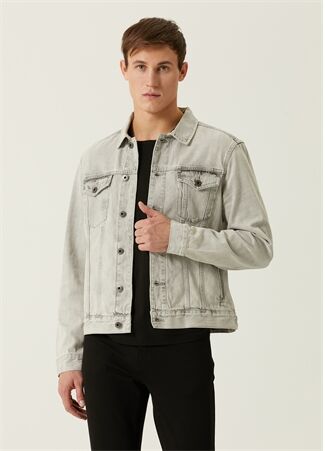 Allsaints Erkek Gri Polo Yaka Denim Mont S EU