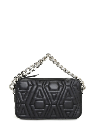 Academia Kadın Siyah Logo Kapitone Dokulu Omuz Çantası EU