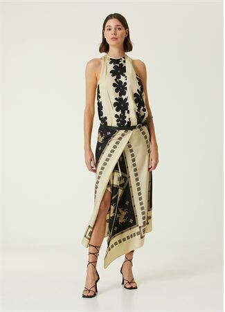 Petar Petrov Kadın Siyah Beyaz Beli Kemerli Midi İpek Etek 36 FR Petar Petrov Kadın Siyah Beyaz Beli Kemerli Midi İpek Etek 36 FR