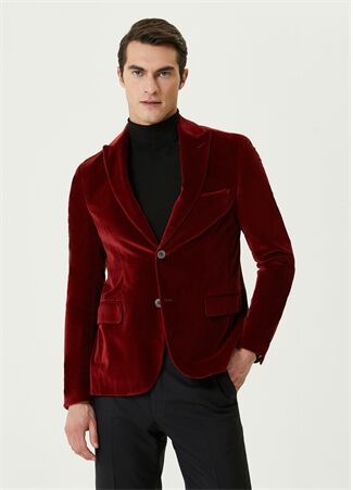 Pal Zileri Erkek Bordo Kadife Ceket 54 IT