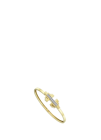 Her Story Kadın Kelepçe Formlu Pırlantalı Altın Rengi Bilezik EU