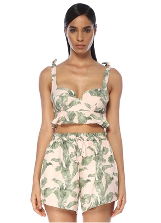 Significant Other Kadın Coraline Yaprak Desenli Fırfırlı Crop Keten Bluz Yeşil 8 US Significant Other Kadın Coraline Yaprak Desenli Fırfırlı Crop Keten Bluz Yeşil 8 US