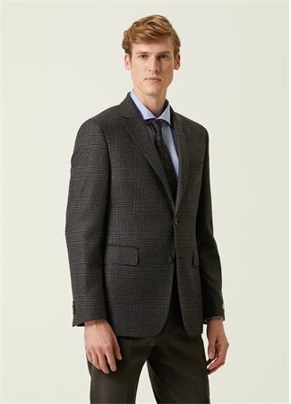 Beymen Collection Erkek Drop 7 Kahverengi Ekoseli Soft Ceket 46 IT