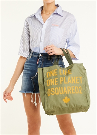 Dsquared2 Kadın Yeşil Logo Baskılı Çanta Eu Dsquared2 Kadın Yeşil Logo Baskılı Çanta Eu