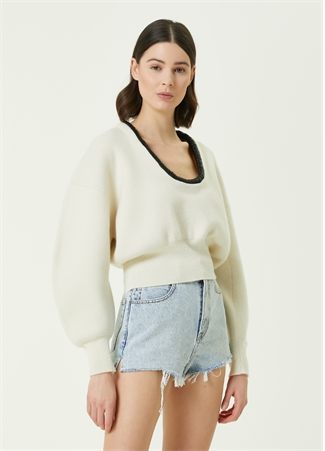 Alexander Wang Kadın Ekru Garni Detaylı Yün Kazak Bej S EU Alexander Wang Kadın Ekru Garni Detaylı Yün Kazak Bej S EU