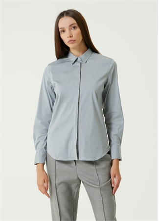 Brunello Cucinelli Kadın Mavi Zincir Şeritli Gömlek S EU